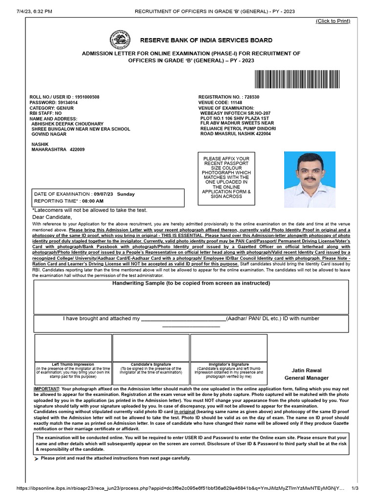 Recruitment of Officers in Grade 'B' (General) - Py - 2023 | PDF ...