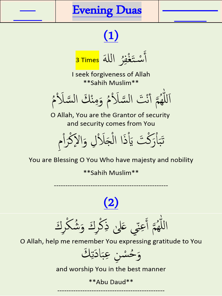 Evening Duas | PDF | Religious Faiths | Religious Belief And Doctrine