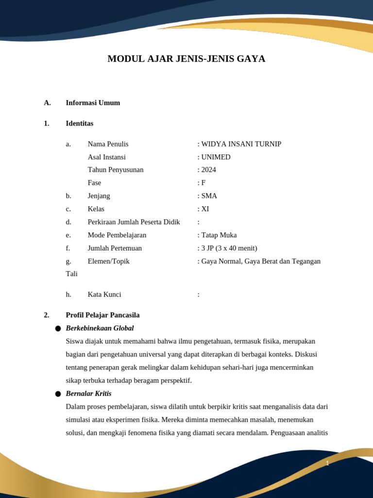 Modul Gaya Normal, Gaya Berat, Tegangan Tali Widya | PDF