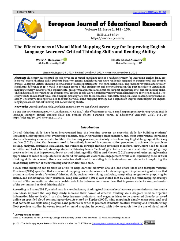 The Effectiveness of Visual Mind Mapping Strategy For Improving English ...