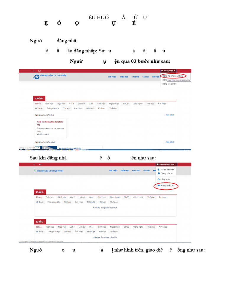 Tai Leu Huong Dan Su Dung He Thong Hoc Va Thi Truc Tuyen VNPT Elearning | PDF