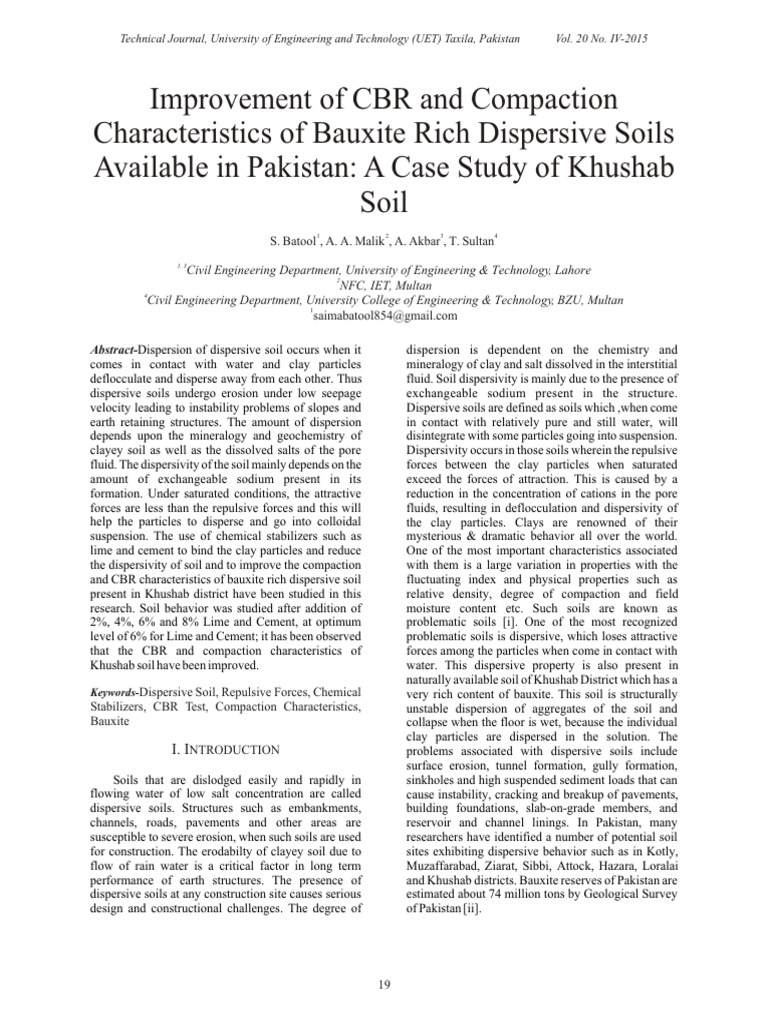 3.improvement of CBR and Compaction Characteri | PDF | Soil | Chemistry