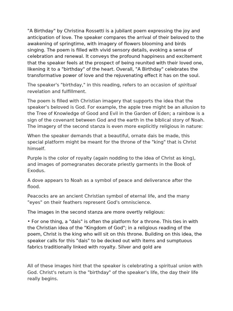 A Birthday | PDF | Religion & Spirituality