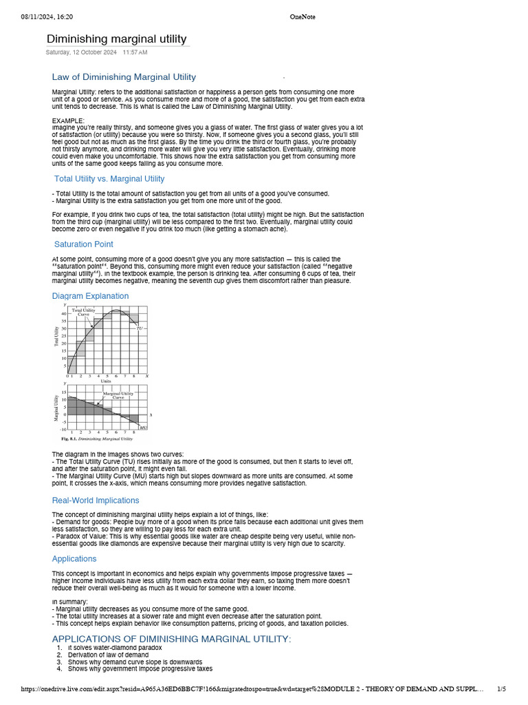 Diminishing Marginal Utility | PDF | Utility | Marginal Utility