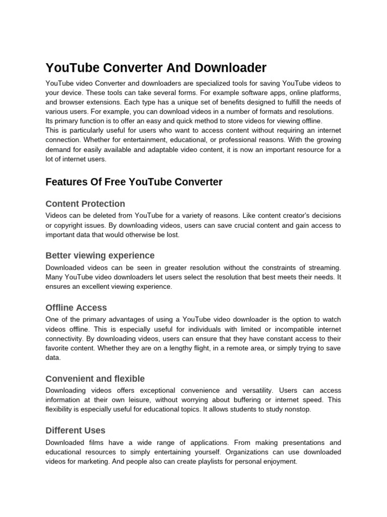 YouTube Converter and Downloader | PDF | You Tube | Internet