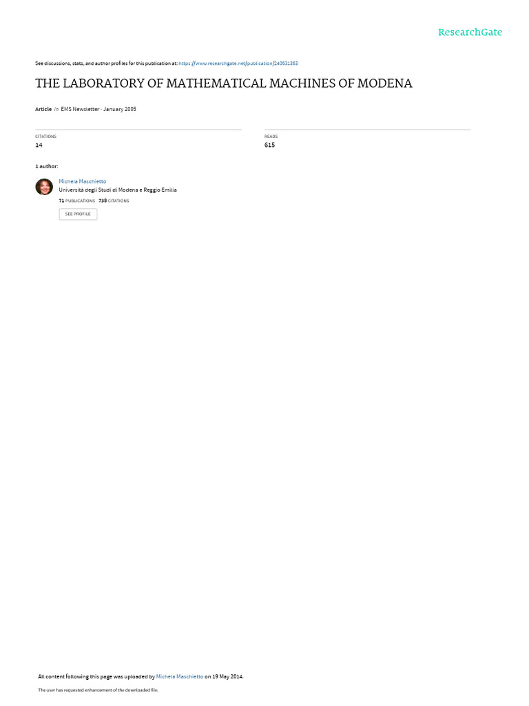 The Laboratory of Mathematical Machines of Modena | PDF | Learning | Teachers