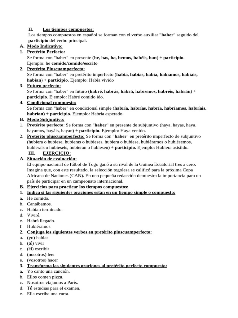 Los Tiempos Compuestos | PDF