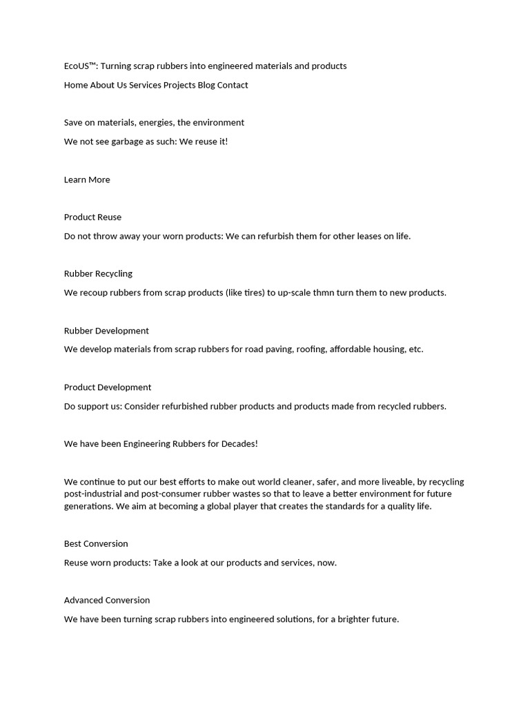 EcoUS Script | PDF | Tire | Recycling