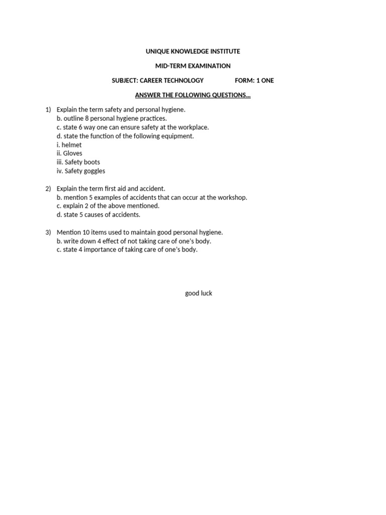 Career Technology b7 Mid Term | PDF