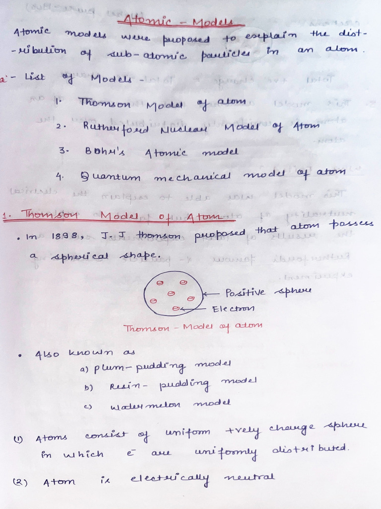 Thomson and Rutherford Model | PDF