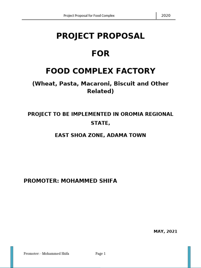 Ethiopia Food Complex Project Proposal | PDF | Flour | Breads