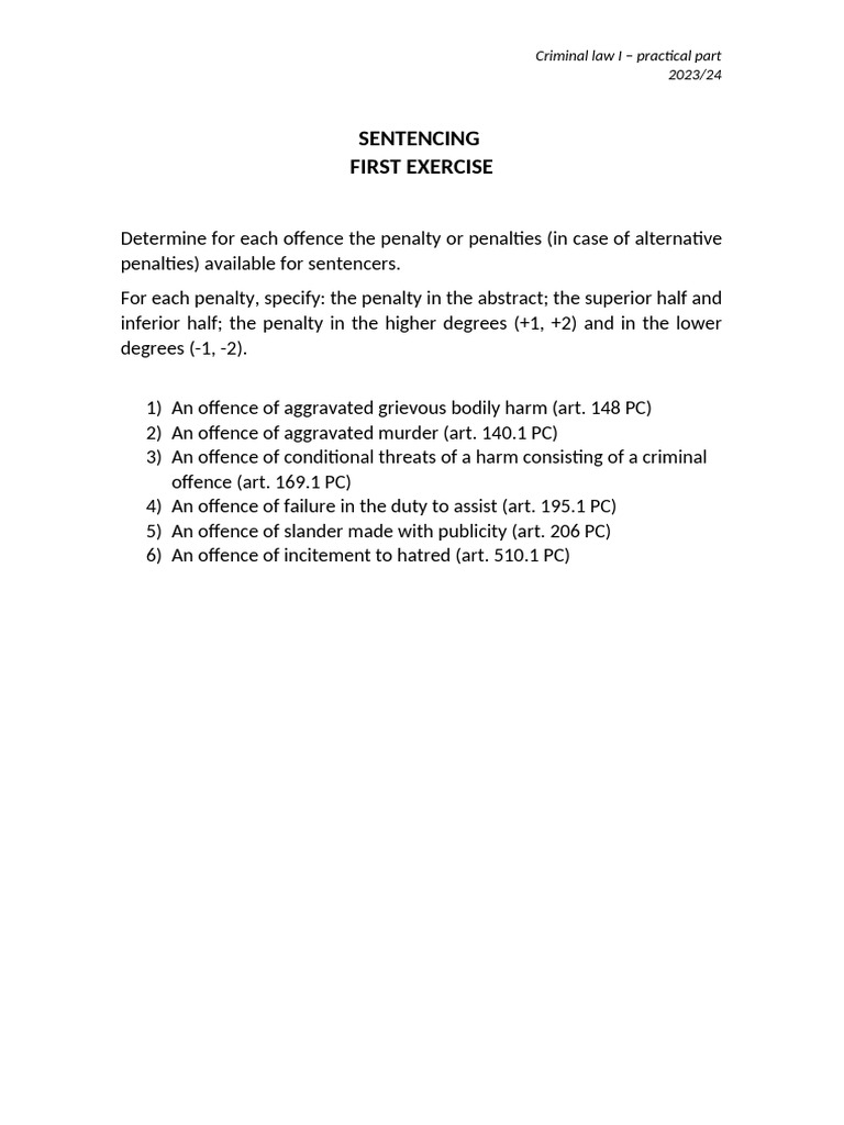 2nd HANDOUT - Determination of The Penalty - Basic Concepts | PDF