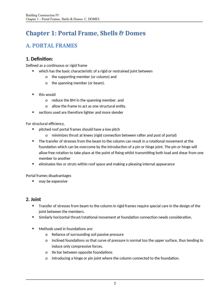 Portal Frames | PDF | Vault (Architecture) | Dome