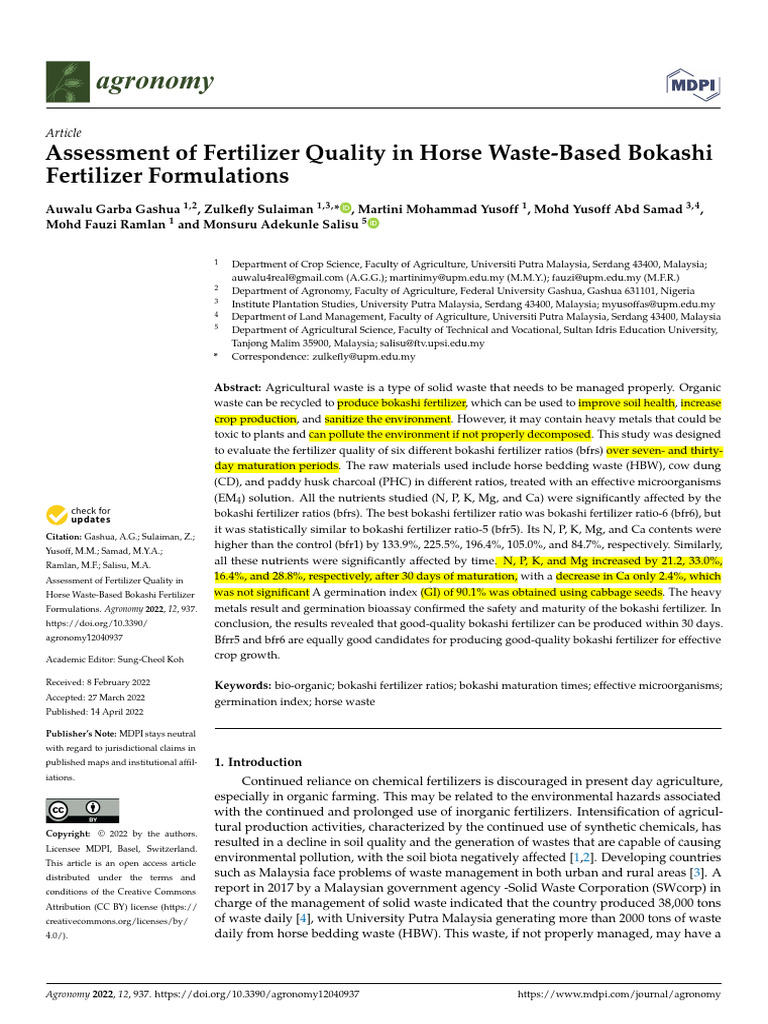 Awalu Bokashi Paper | PDF | Fertilizer | Soil