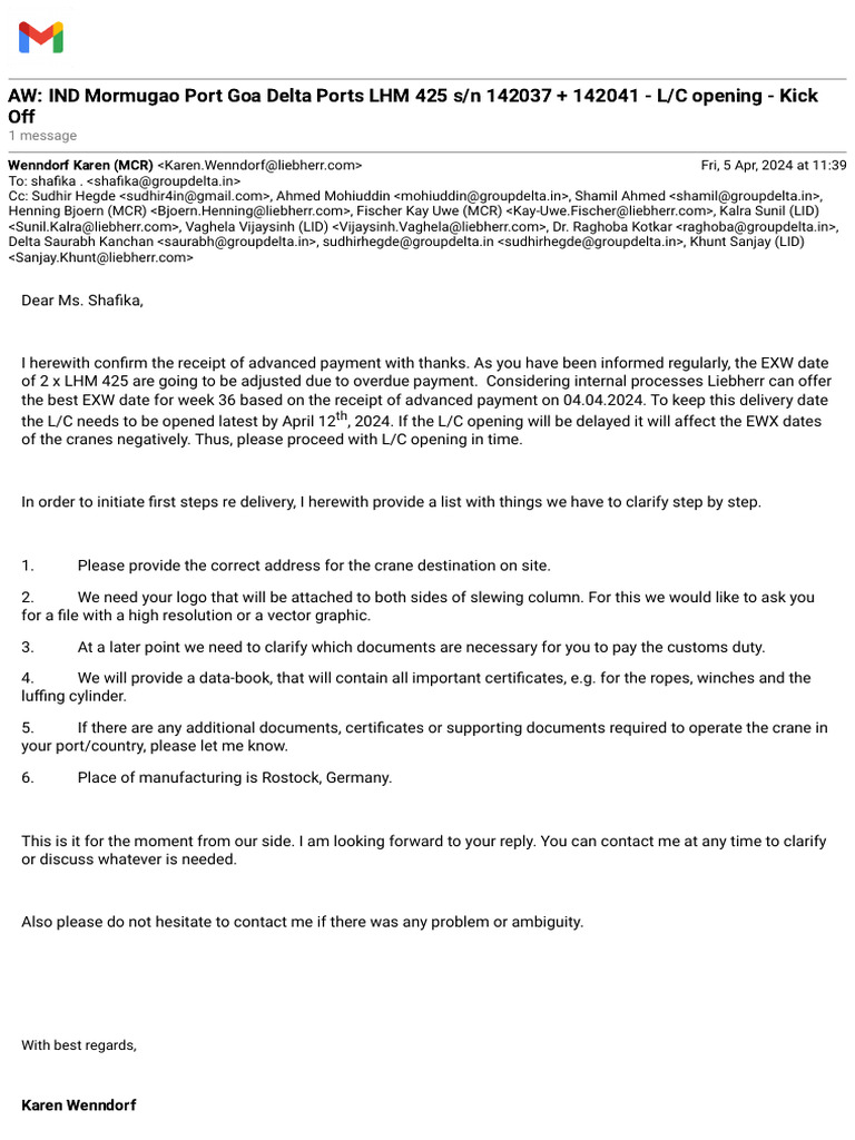Crane Advance Ack | PDF | Computers | Technology & Engineering