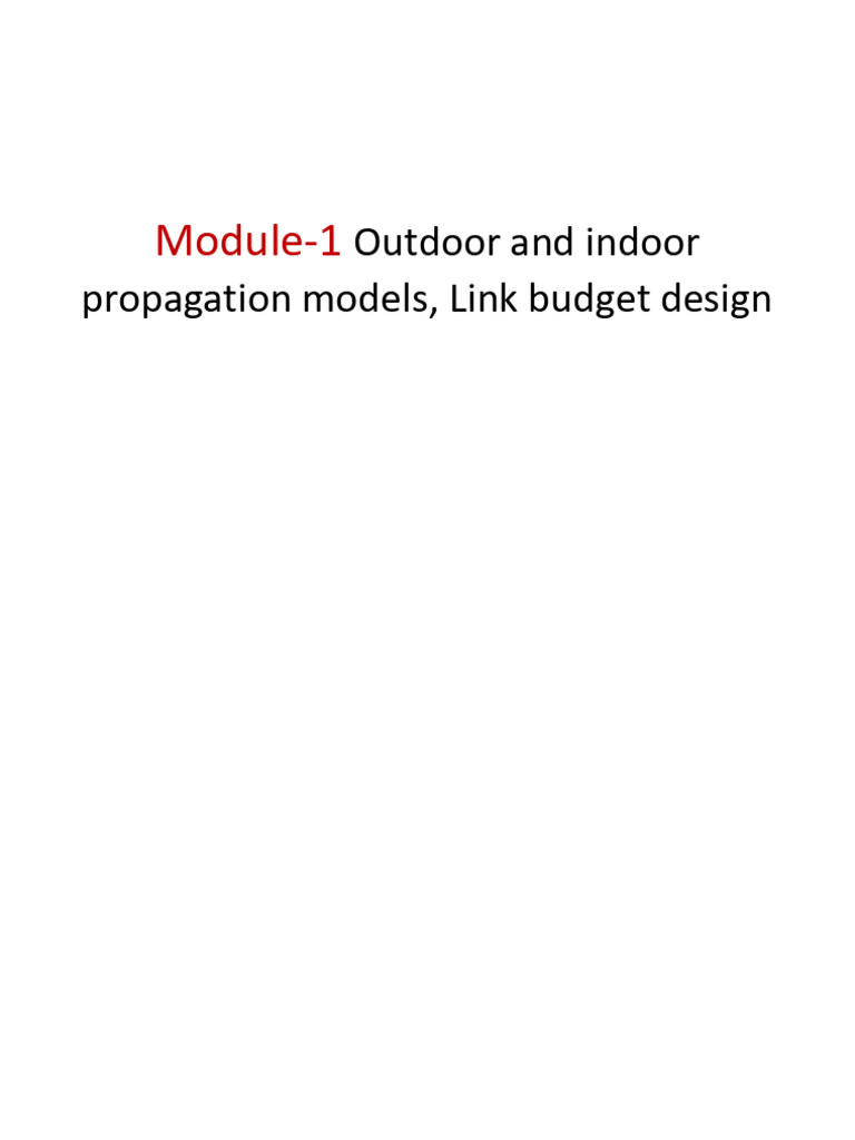 Module-1 - 3 - Outdoor Propagation Model - Upload | PDF | Radio ...