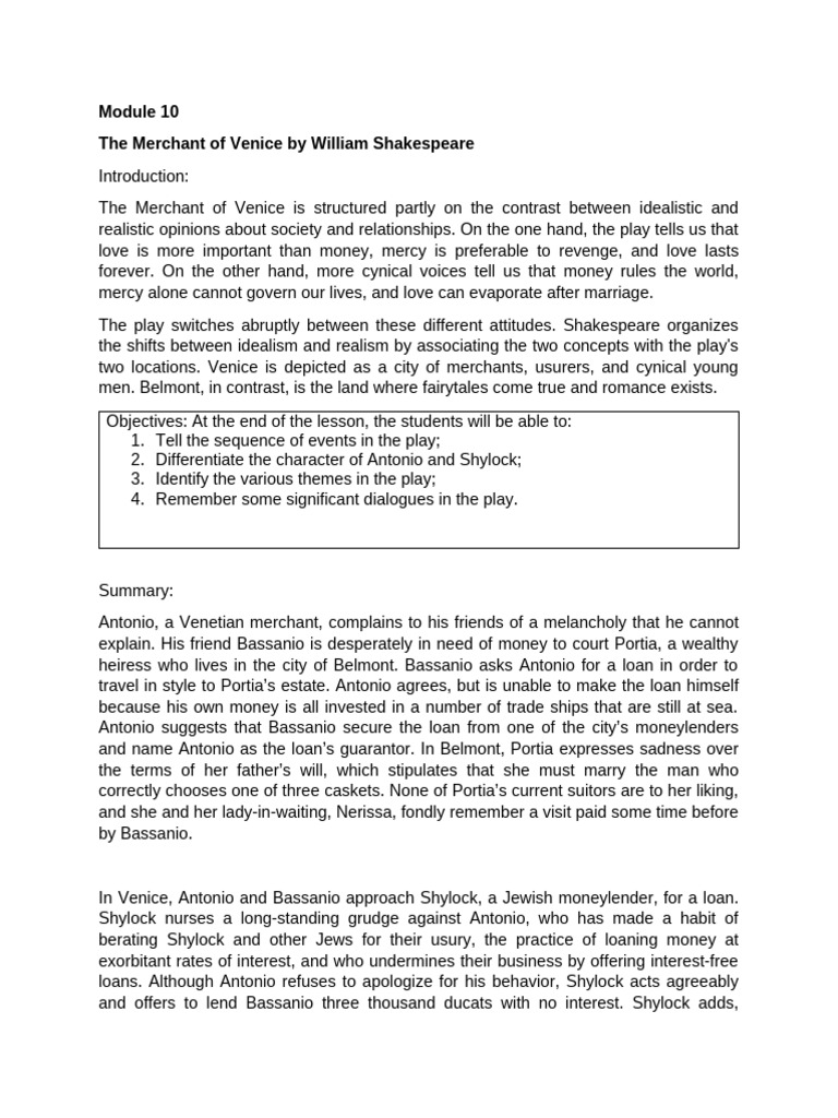 Module 10 English American Literature | PDF | The Merchant Of Venice ...