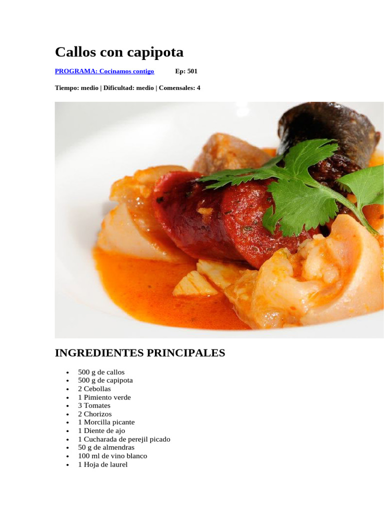 Callos Con Capipota | PDF