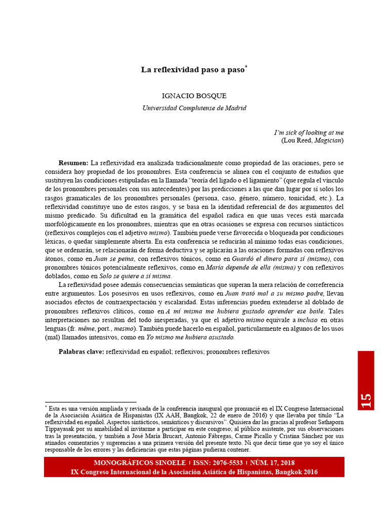 AAH 2016 Ignacio Bosque | PDF | Pronombre | Sintaxis