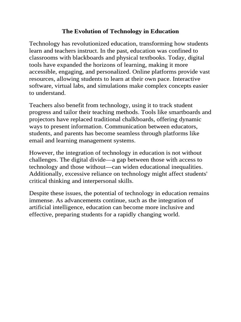 The Evolution of Technology in Education | PDF