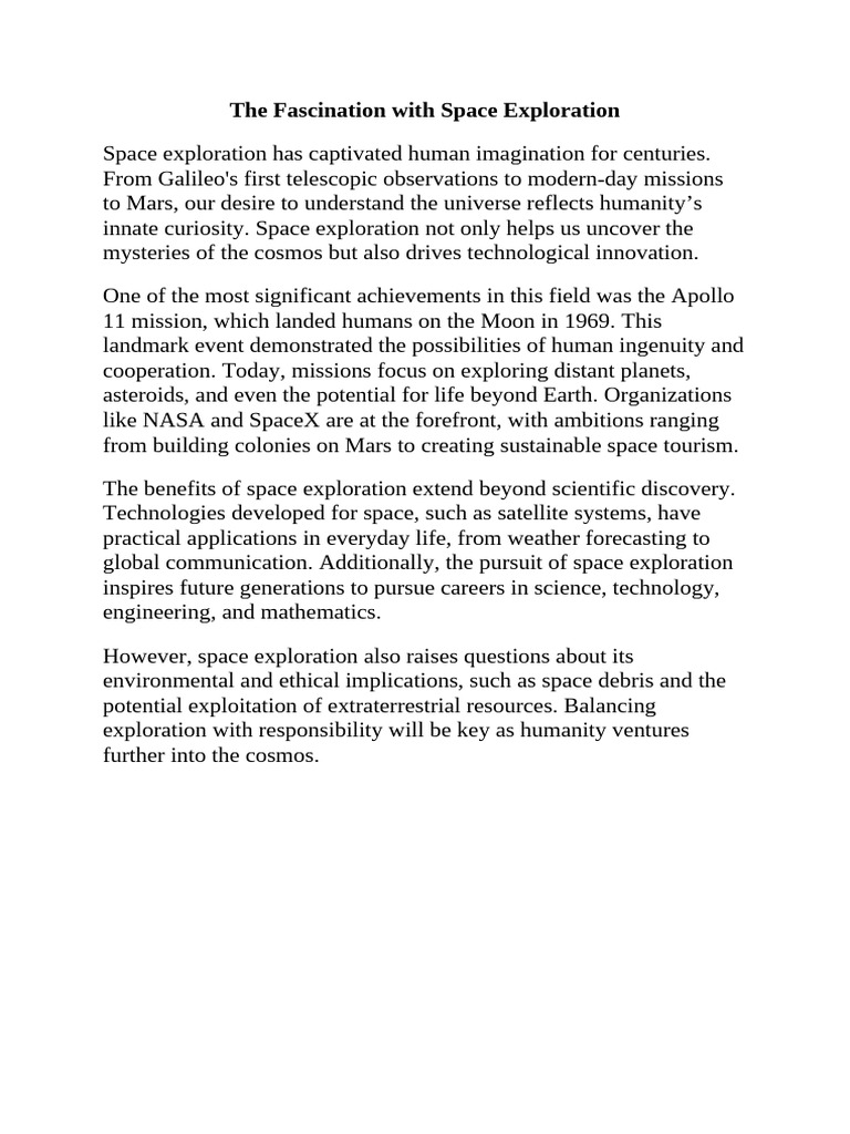 The Fascination With Space Exploration | PDF | Science & Mathematics ...