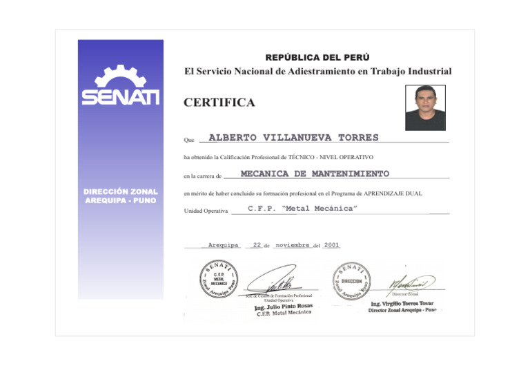 SENATI Diploma | PDF