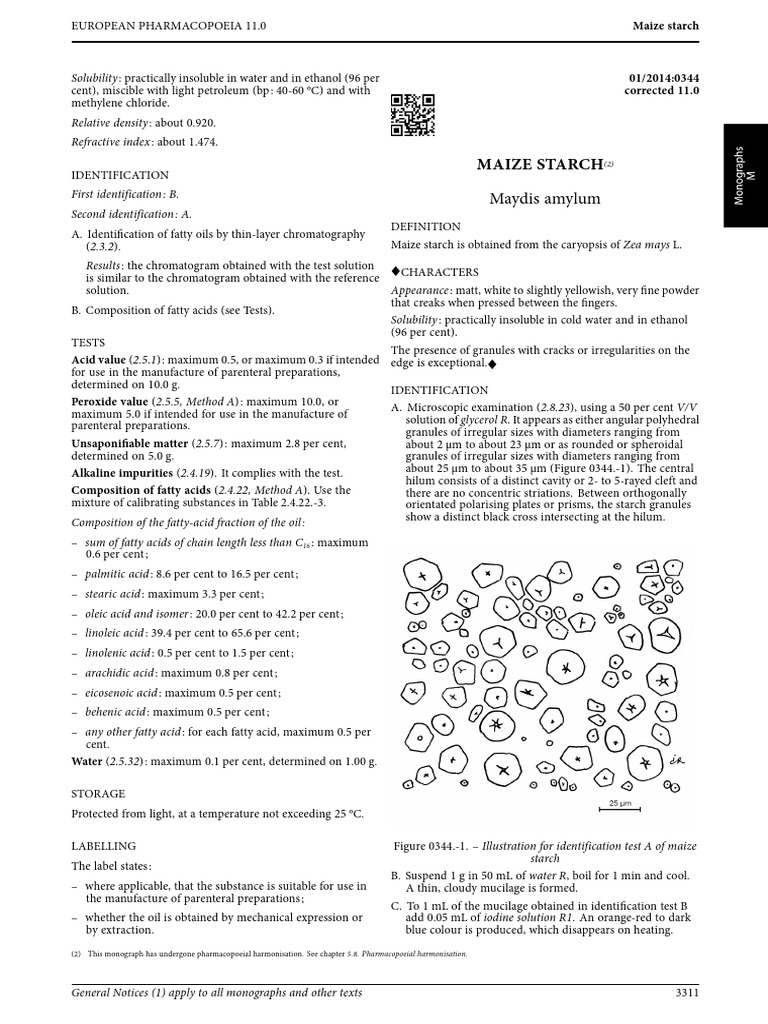 Maize Starch Analysis European Pharmacopoeia | PDF | Chromatography ...