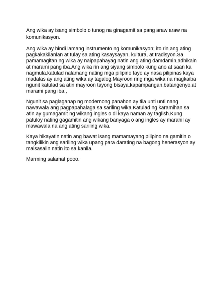 Talumpati Sa Wika | PDF