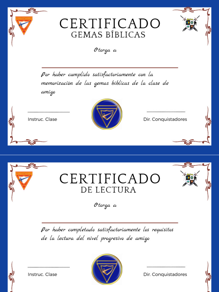 Certificados de Conquistadores 2023 | PDF