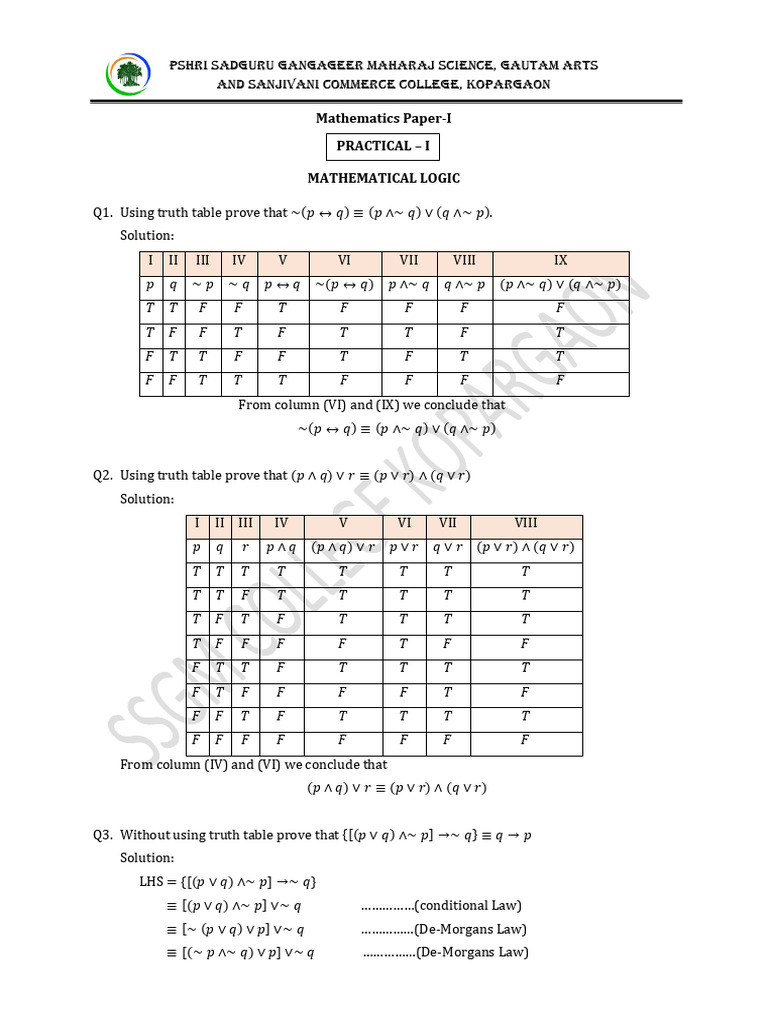1. 11_Mathematical Logic | PDF | Formalism (Deductive) | Logic