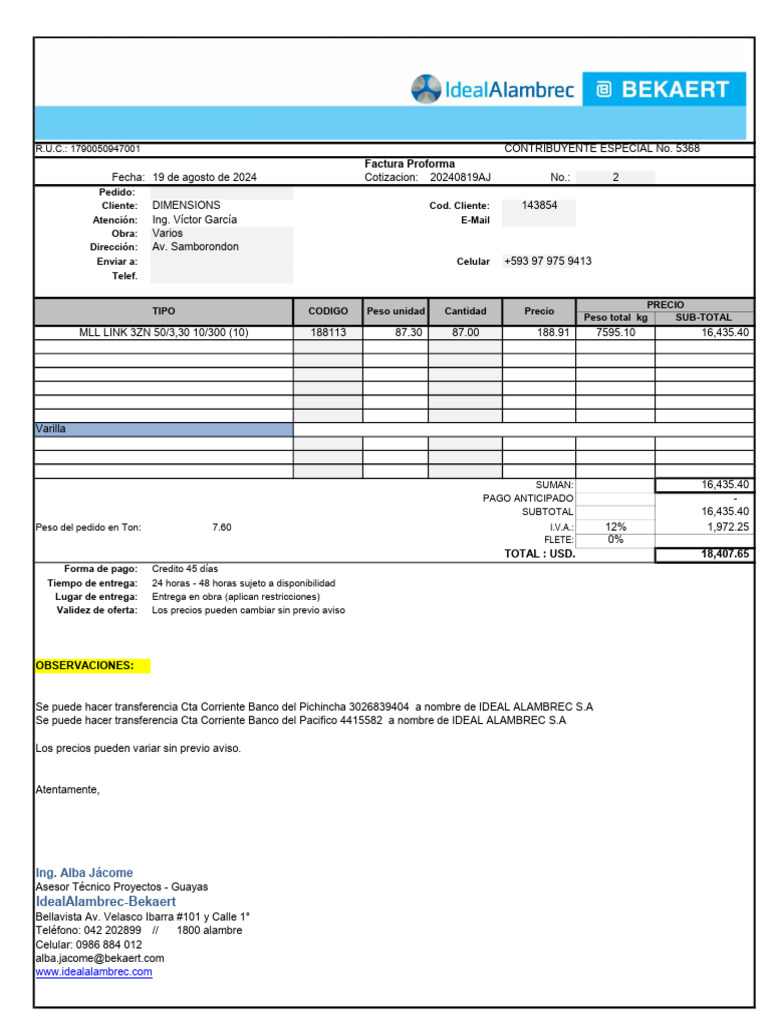 Cotizacion - 19082024 | PDF