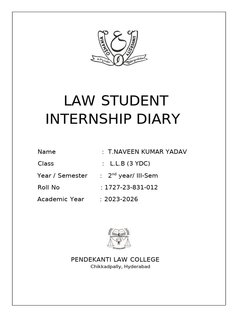 Law Internship Diary: T. Naveen Kumar Yadav | PDF | Law