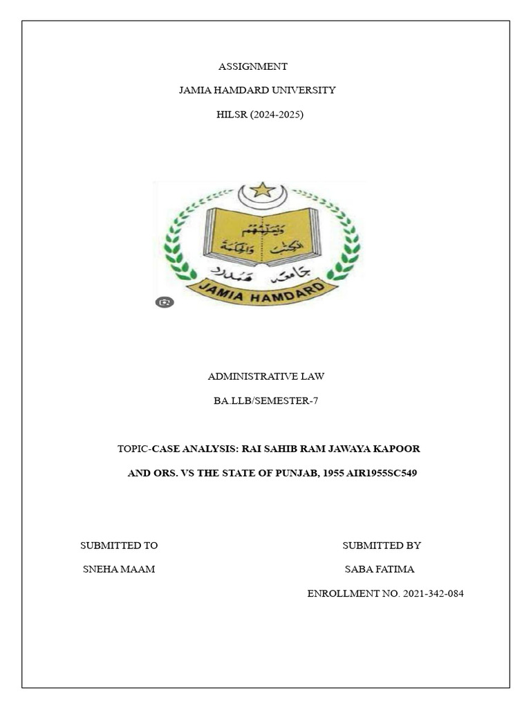 Admin Assignment by Saba Fatima | PDF | Separation Of Powers | Constitution