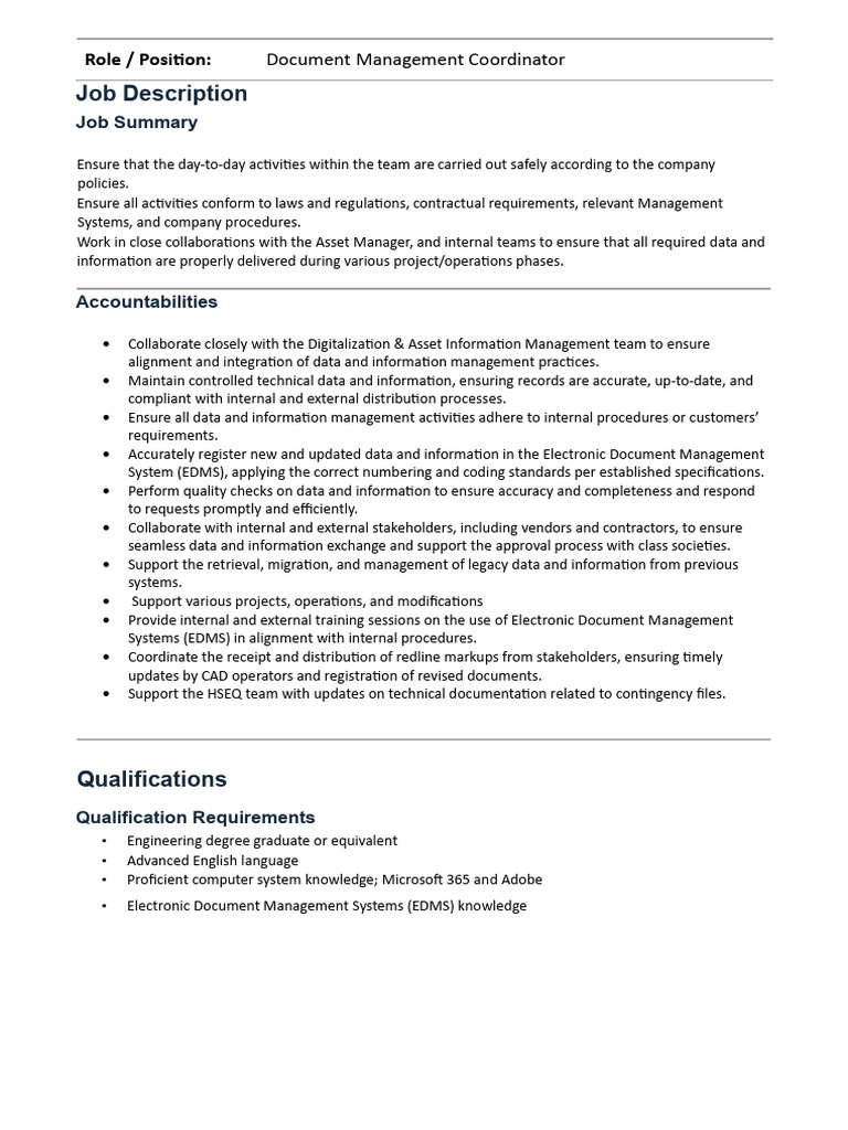 Document Management Coordinator | PDF | Information | Data