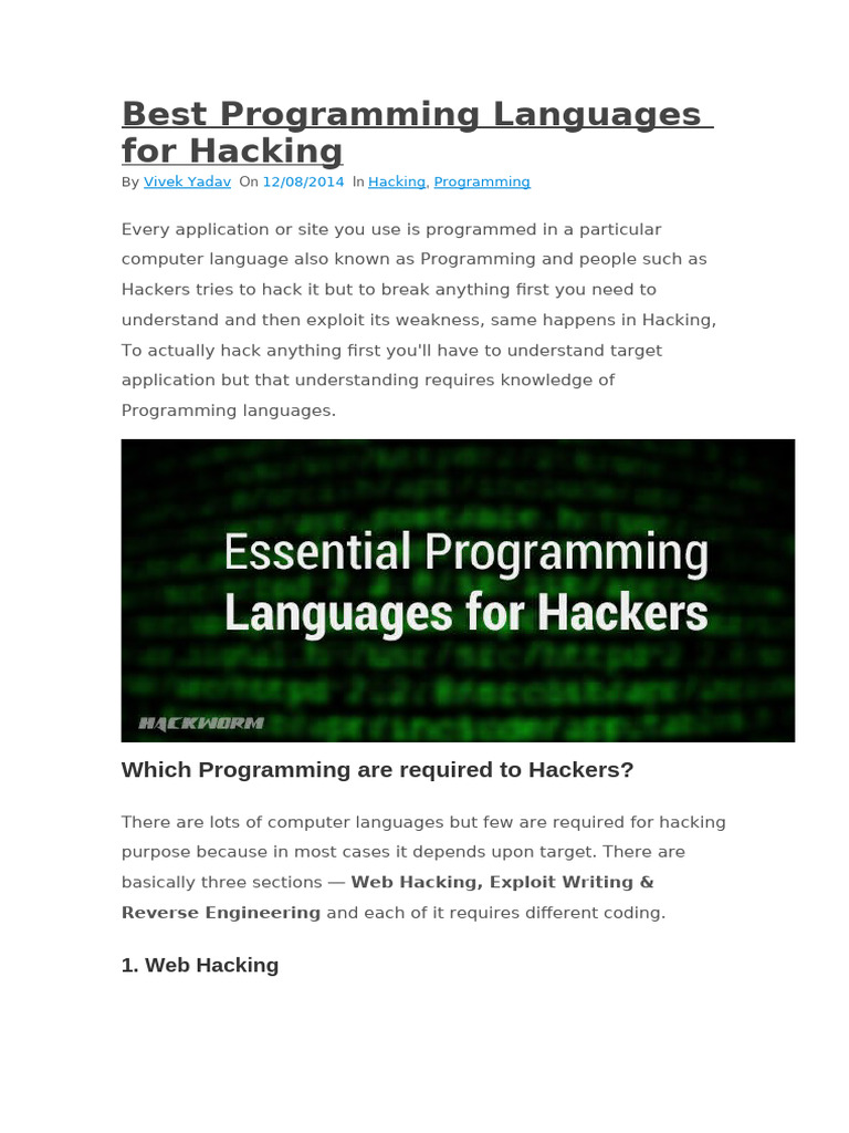 Linguagens de Programação para Hackers | PDF | Linguagem de script ...