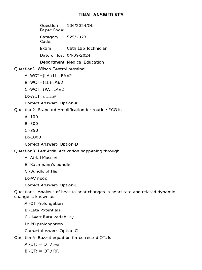 Final Key CATH LAB | PDF | Echocardiography | Cardiovascular System