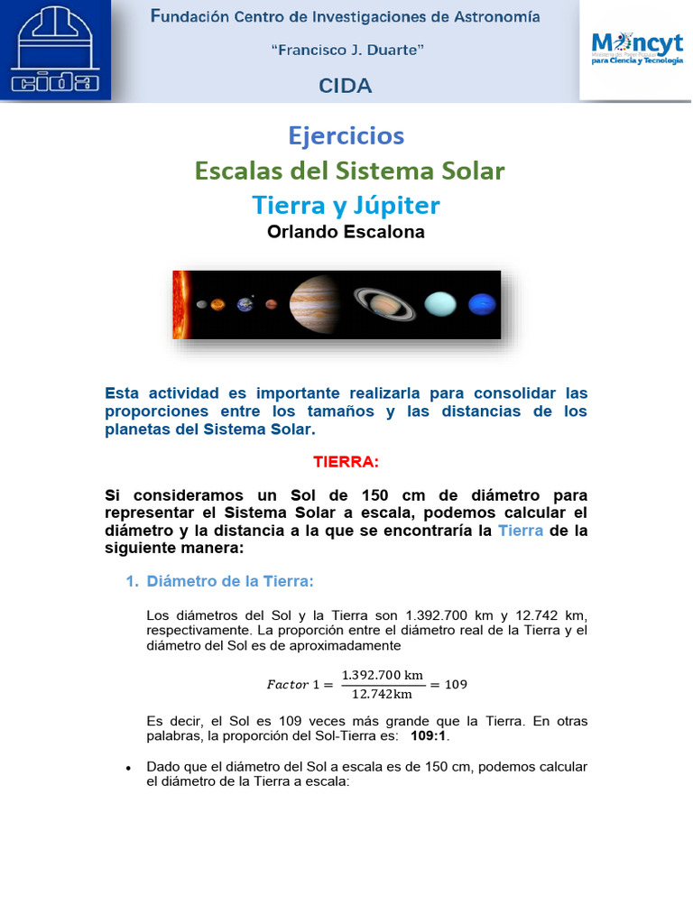 Escala de Tamaños y Distancias del Sistema Solar | PDF | Sistema solar ...