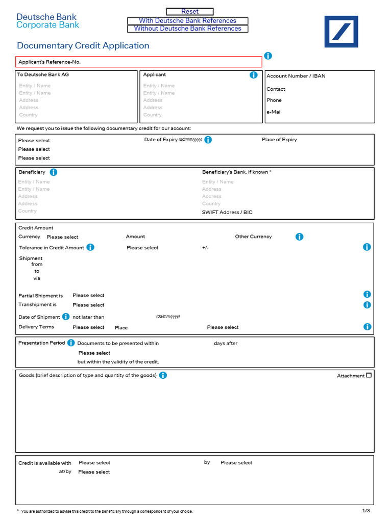 Documentary Credit Application Form | PDF | Banks | Business