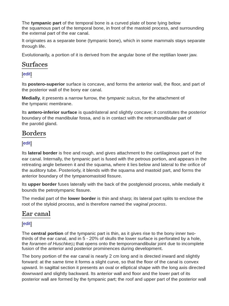 Tympanic Part of The Temporal Bone | PDF | Musculoskeletal System ...