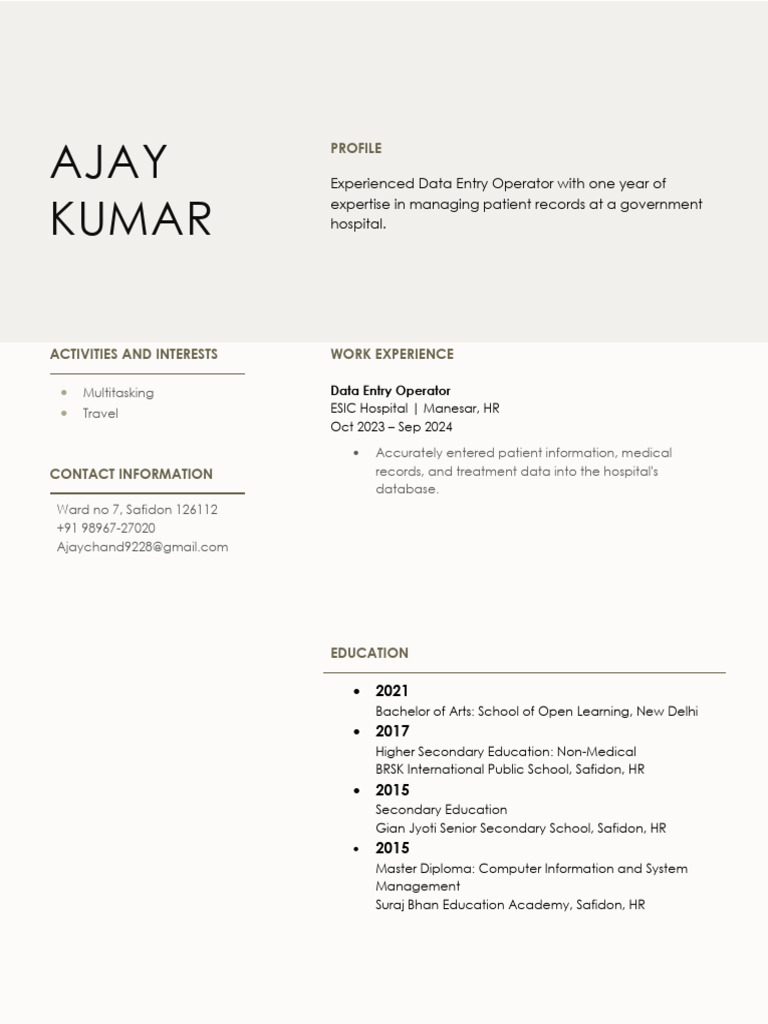 Ajay Kumar CV | PDF