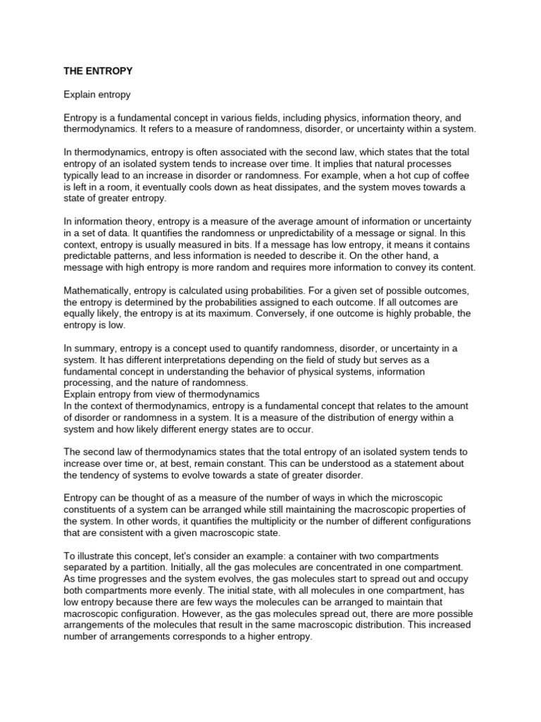THE ENTROPY | PDF | Entropy | Information