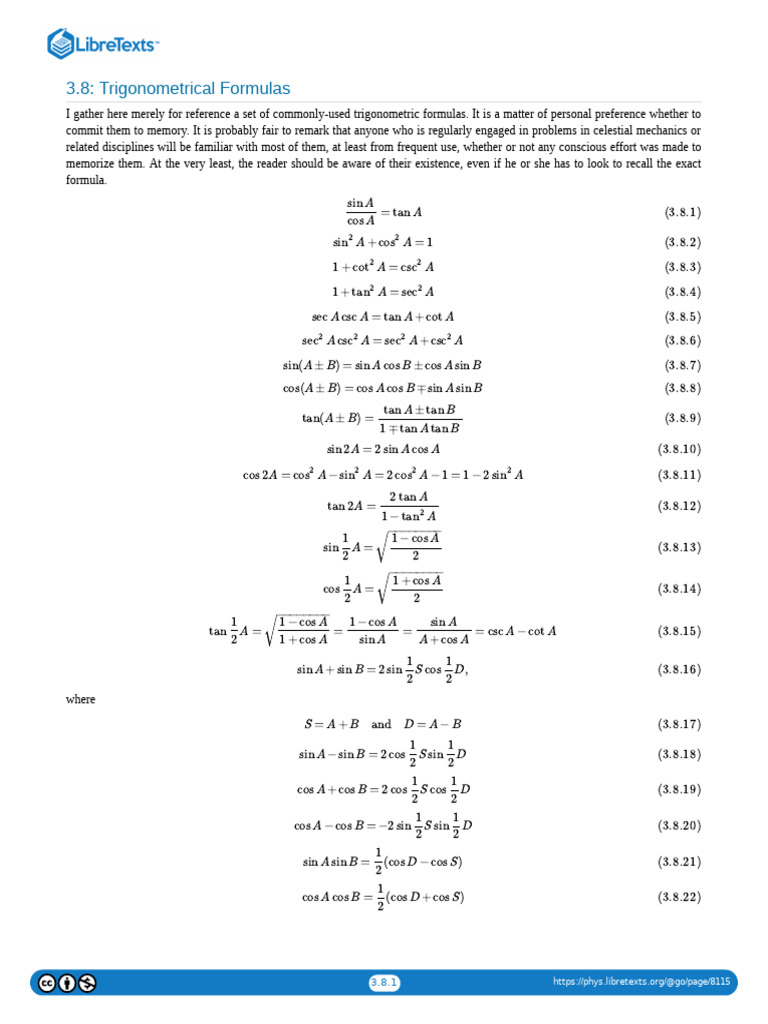 Cos5A Formula and Trigonometric Identities | PDF | Trigonometry | Euclid
