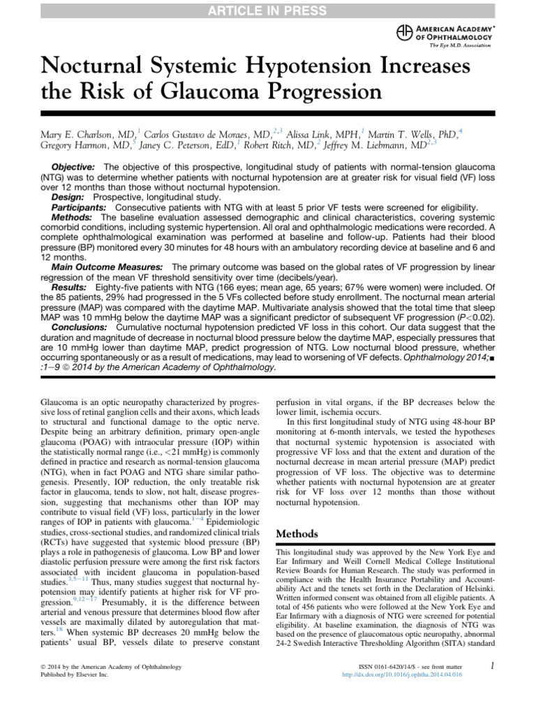 12.nocturnal Hypotension Glaucoma Progression | PDF | Glaucoma | Blood ...
