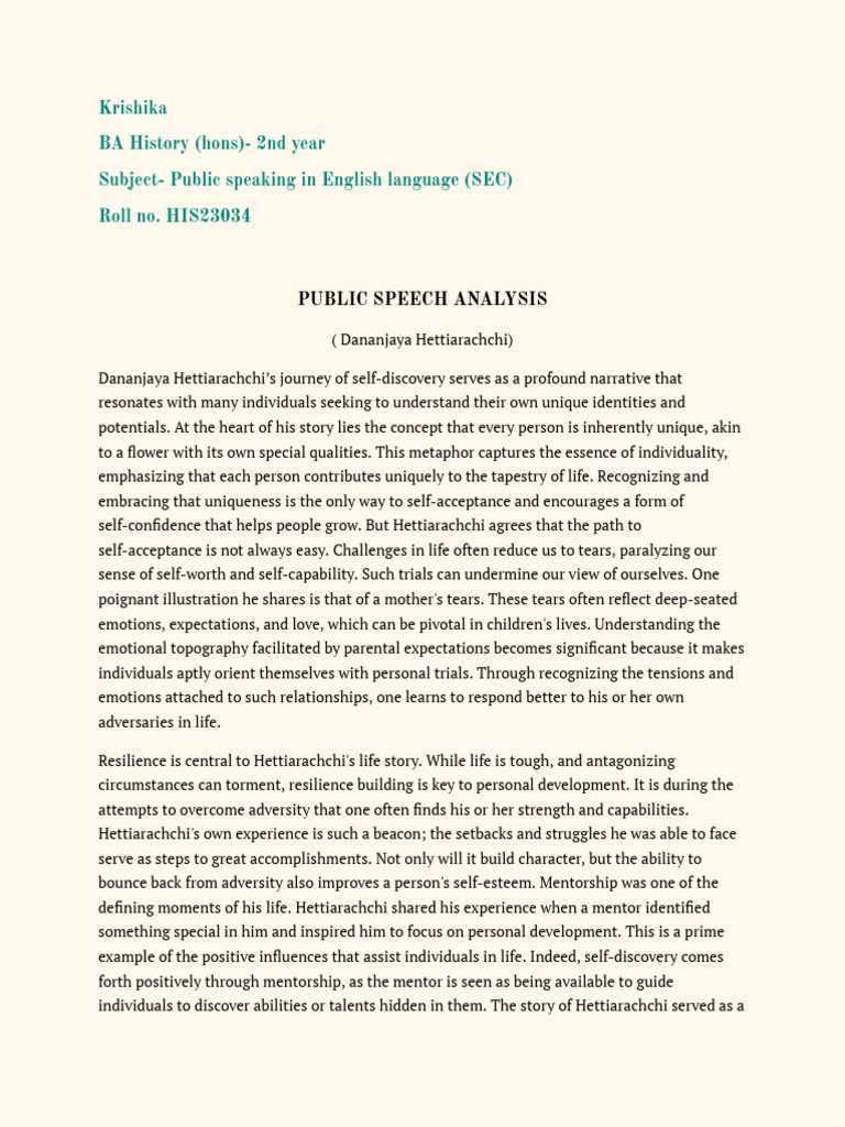 Public Speech Analysis | PDF | Mentorship | Psychological Resilience