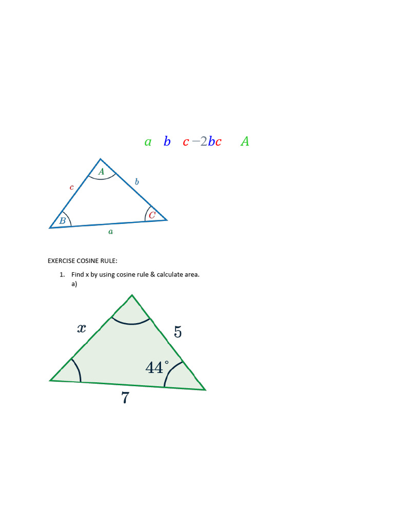 Exercise Cosine Rule . | PDF | Art | Science & Mathematics
