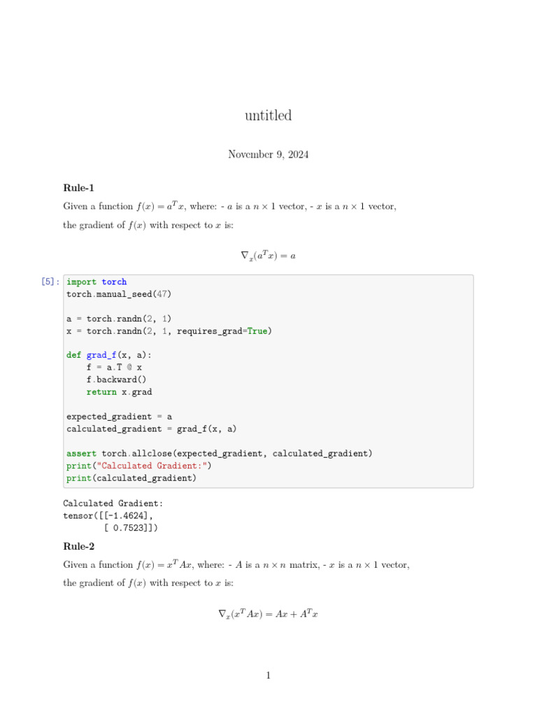 Gradient Calculations in PyTorch | PDF | Gradient | Tensor