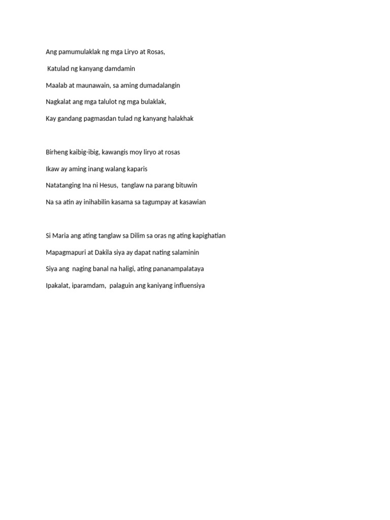 Ang Pamumulaklak NG Mga Liryo at Rosas | PDF