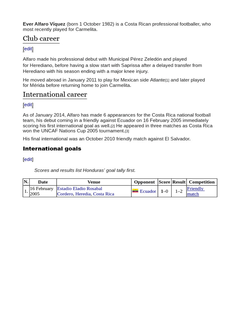 Ever Alfaro: Costa Rican Footballer | PDF