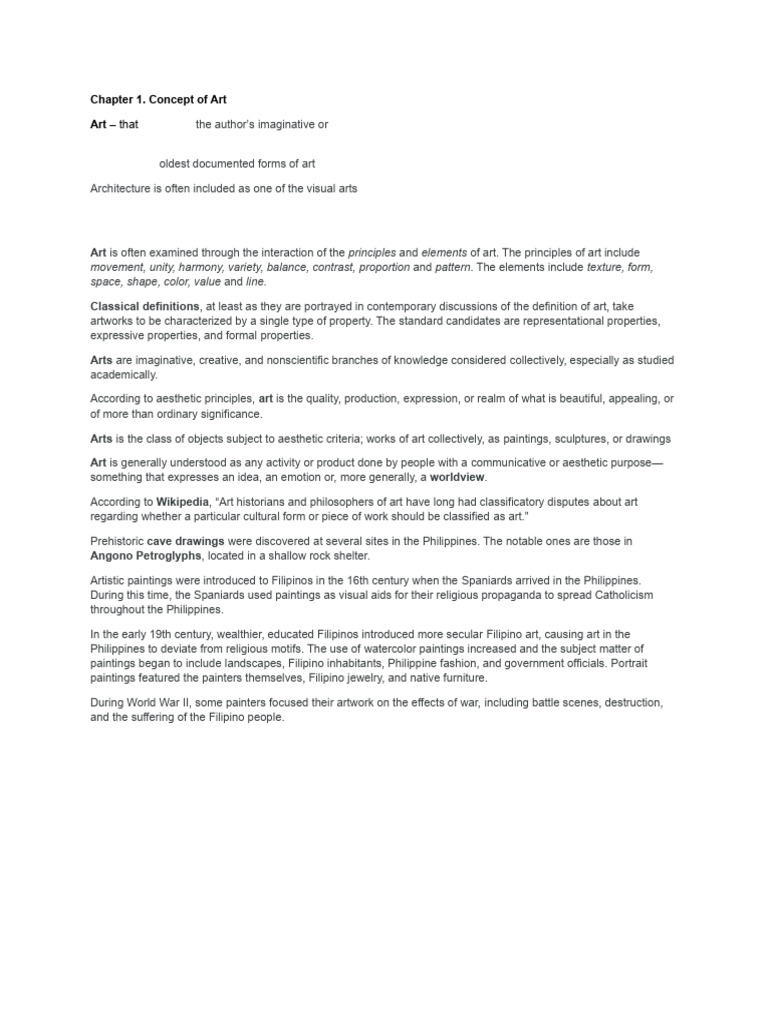 Chapter 1 6 Arts Reviewer | PDF | Composition (Visual Arts) | Color