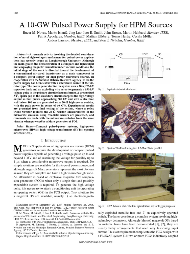 A 10-GW Pulsed Power Supply For HPM Sources | PDF | Capacitor | Power ...